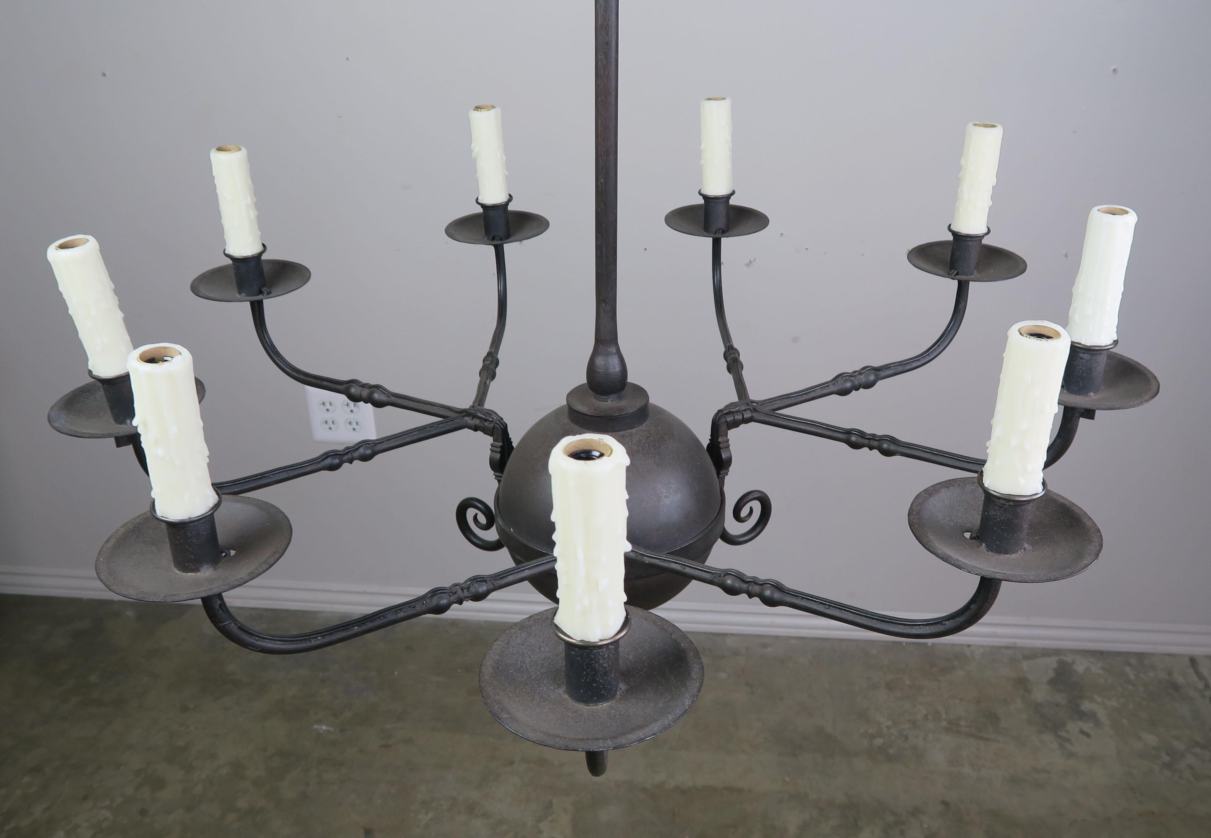 Vintage Primitive Style Wrought Iron 9-Light Chandelier by Paul ...