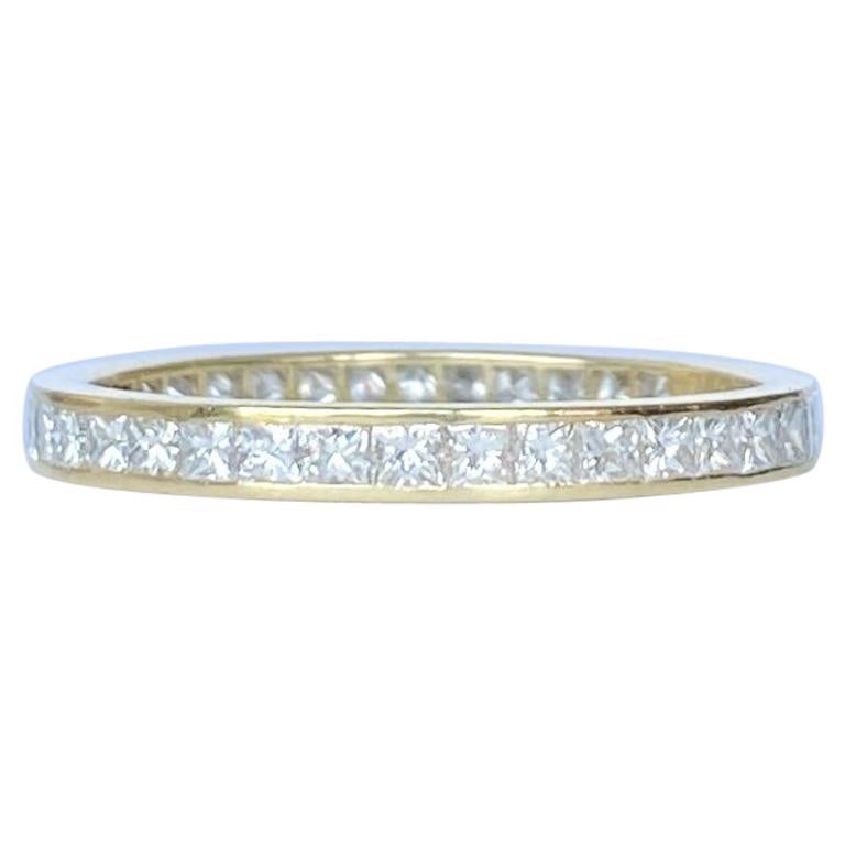 Vintage Princess Cut Diamond and 18 Carat Gold Eternity Ring at 1stDibs ...