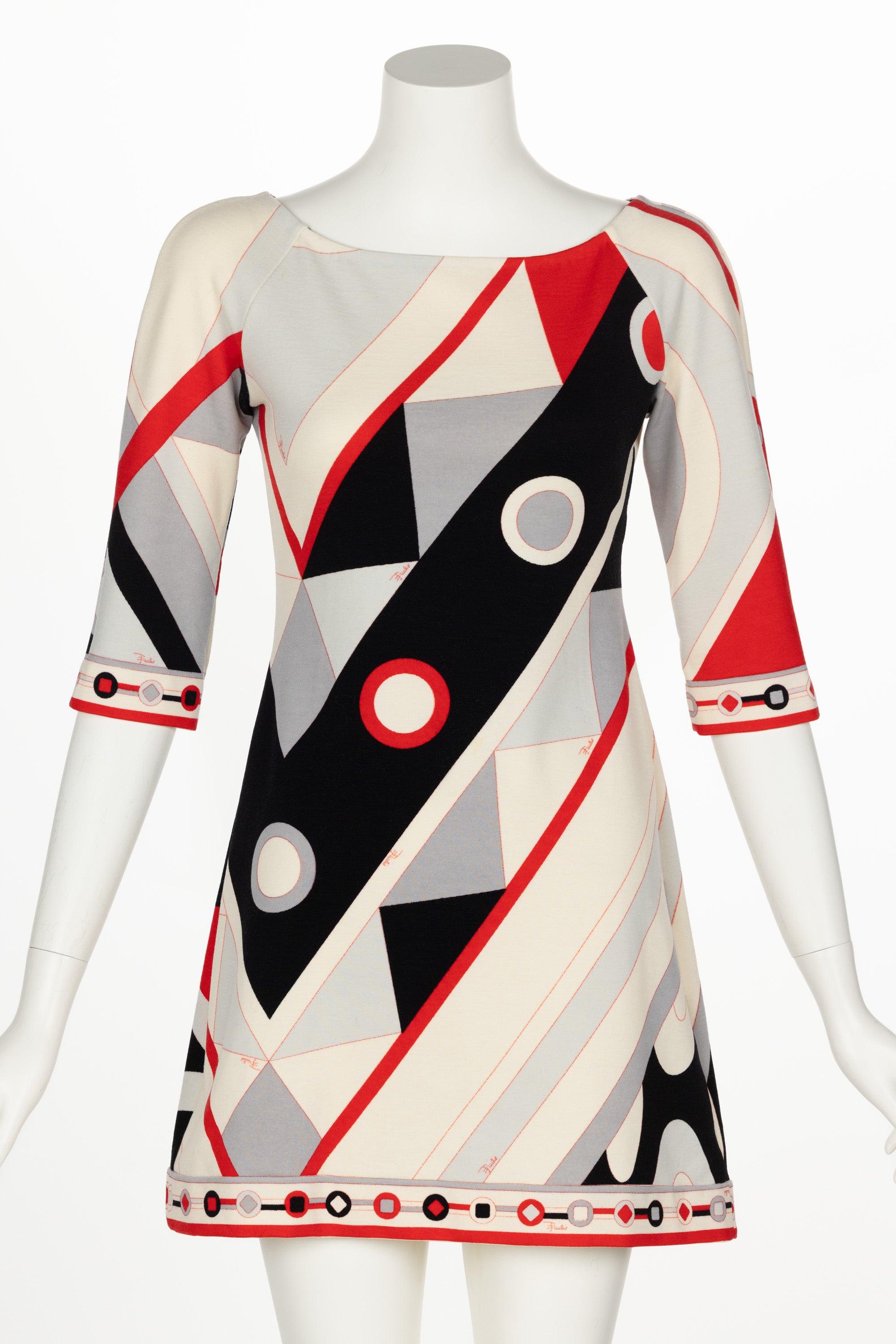 Vintage Pucci Wool Geometric Print Mini Dress For Sale at 1stDibs