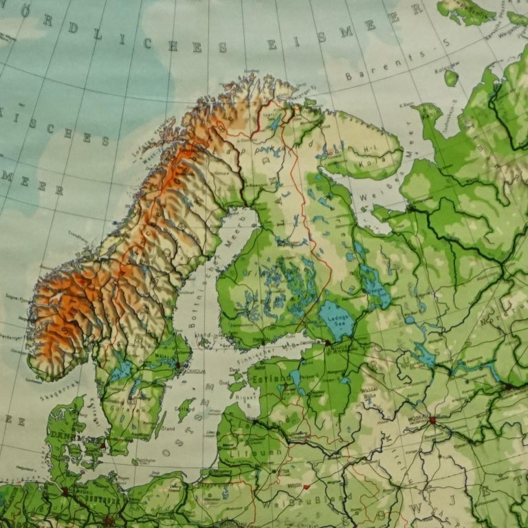 Vintage Pull Down Map Wall Chart about Europe at 1stDibs