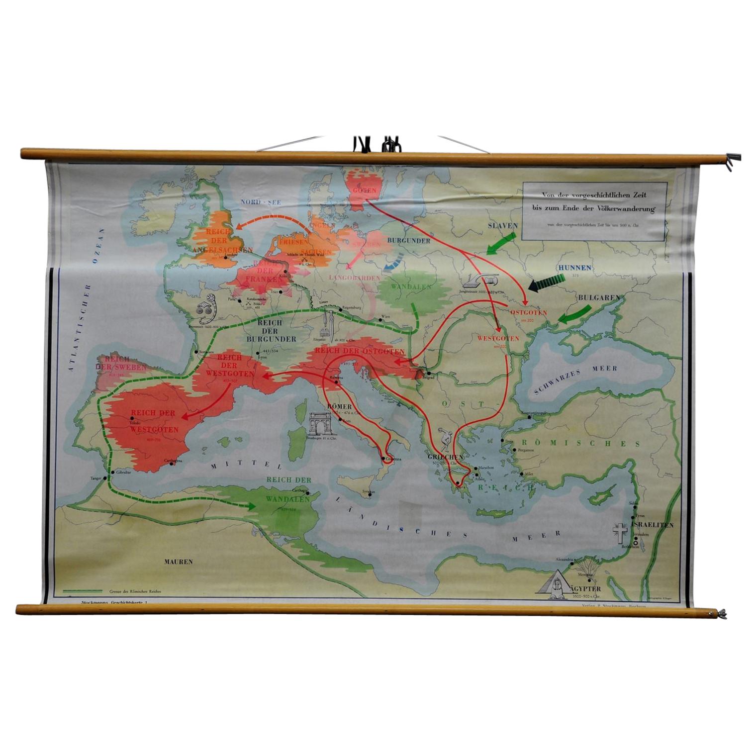 Vintage Pull-Down Map Germany BRD / DDR History Wall Chart For Sale at ...