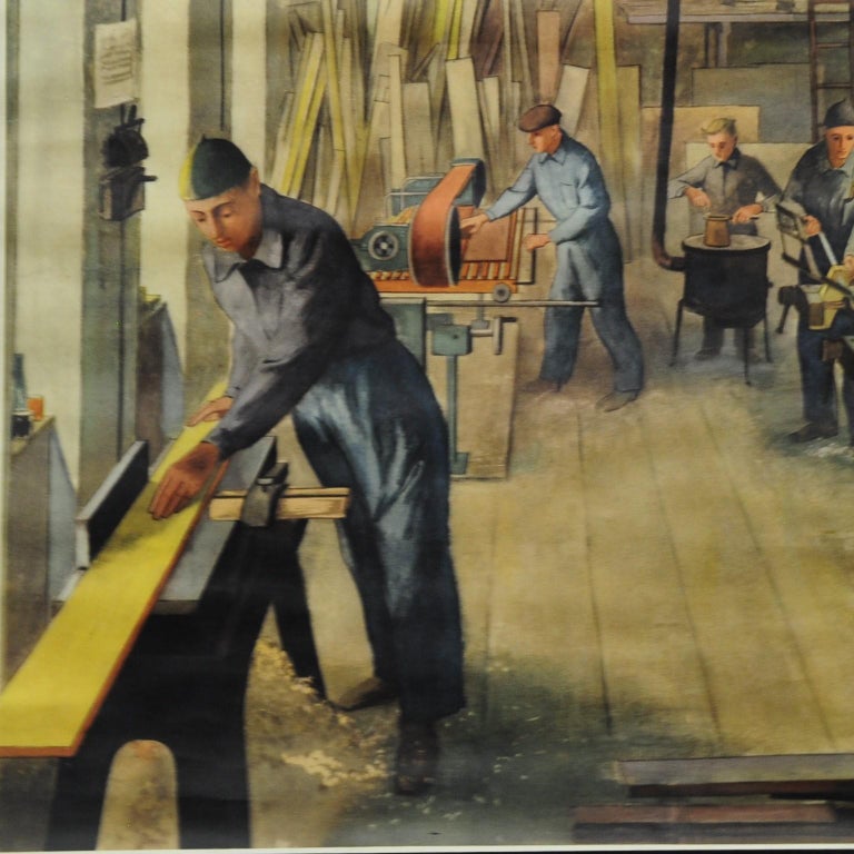 Vintage Pull Down Wall Chart about the Carpenter's Job at 1stDibs