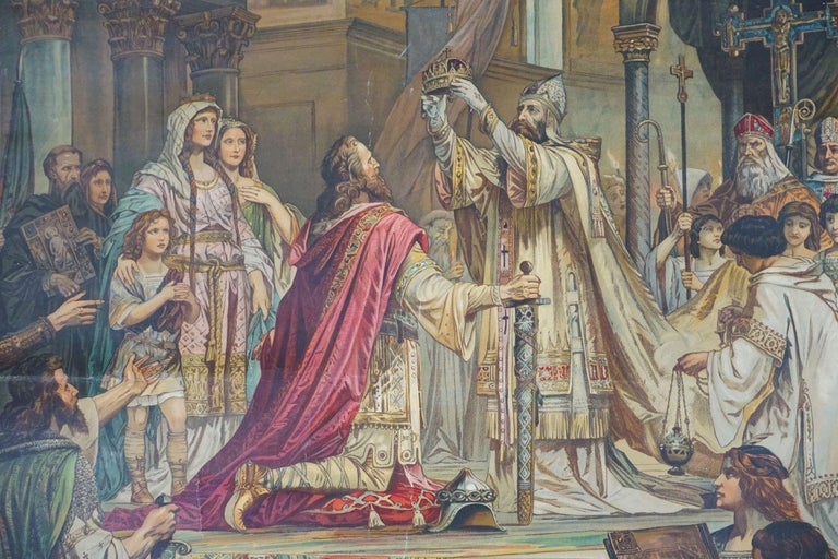 Vintage Pull Down Wall Chart About the Coronation of Carl the Great For ...