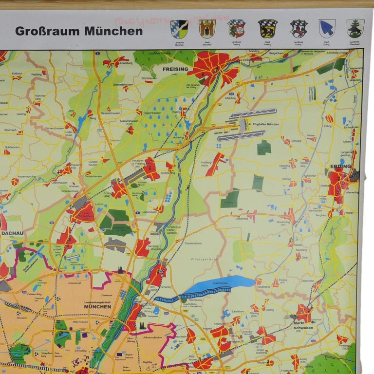 Vintage Pull-Down Wall Chart Regional Map Poster Print Munich Bavaria ...