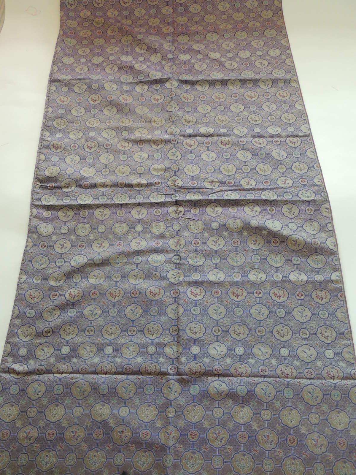 Vintage Purple and Silver Woven Silk Obi Textile For Sale at 1stDibs