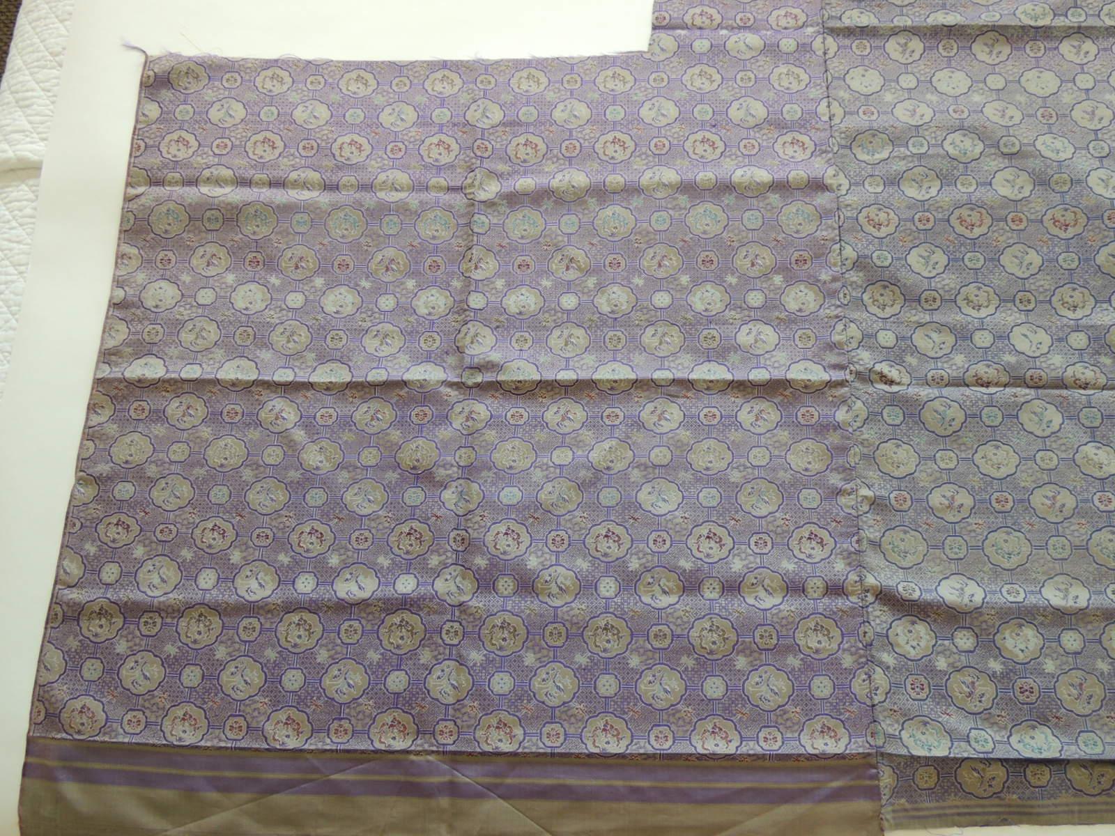 Vintage Purple and Silver Woven Silk Obi Textile For Sale at 1stDibs