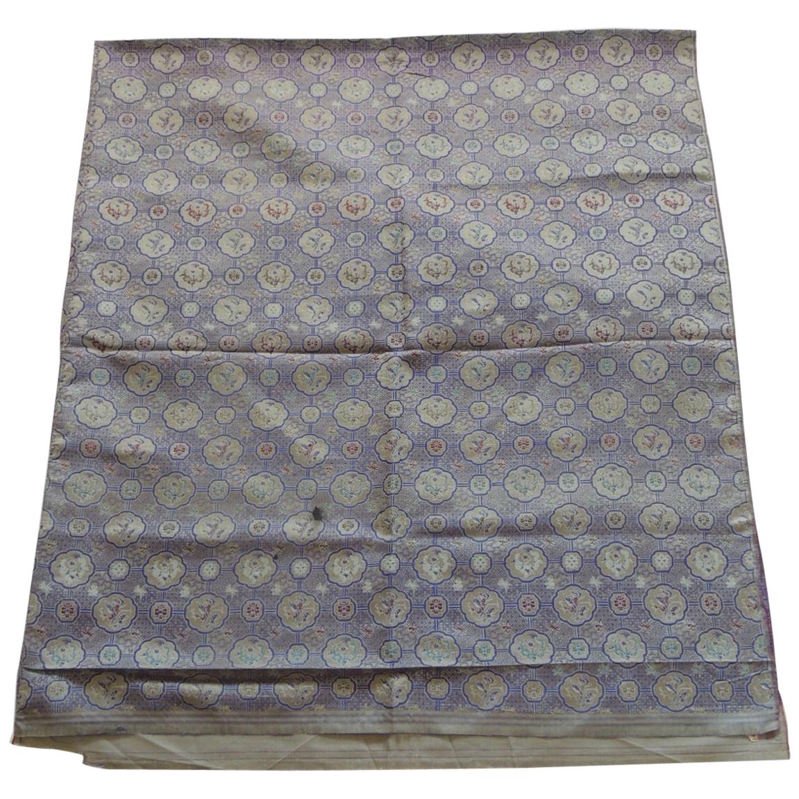 Vintage Purple and Silver Woven Silk Obi Textile For Sale at 1stDibs