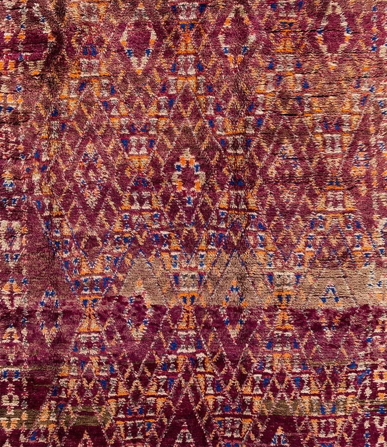 Mid-20th Vintage Purple Geometric Moroccan Rug For Sale at 1stDibs