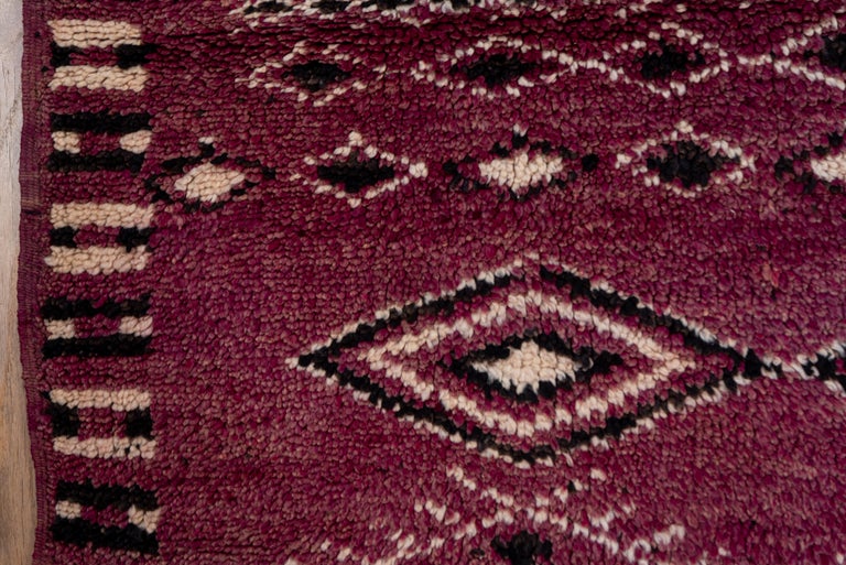 Vintage Purple Moroccan Rug, Black and White Diamond Field and Accents ...
