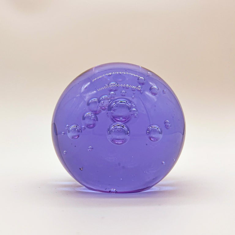 Vintage Purple Murano Glass Sculpture/Paperweight, Ball with Included ...