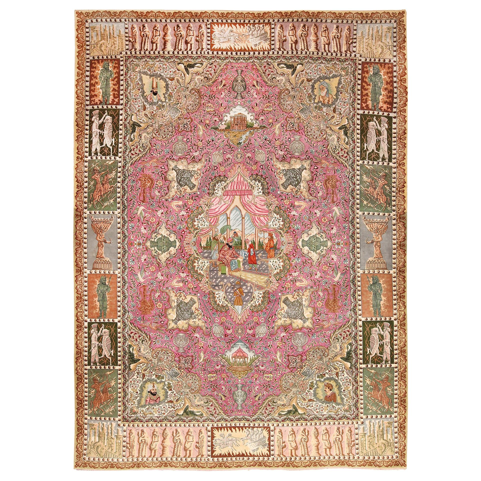 Vintage Purple Persian Pictorial Tabriz Rug. Size: 9 ft. 7 in x 13 ft ...