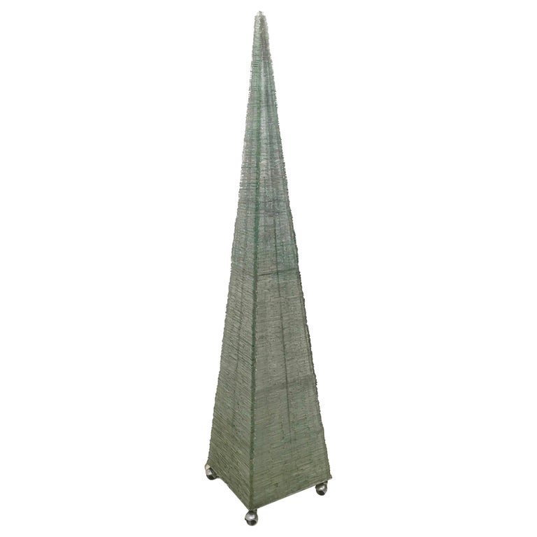 Postmodern Green Pyramid Floor Lamp with Green Glass Beads, Italy ...