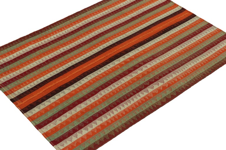 Vintage Qashqai Persian Kilim Rug with Vibrant Stripes For Sale at 1stDibs