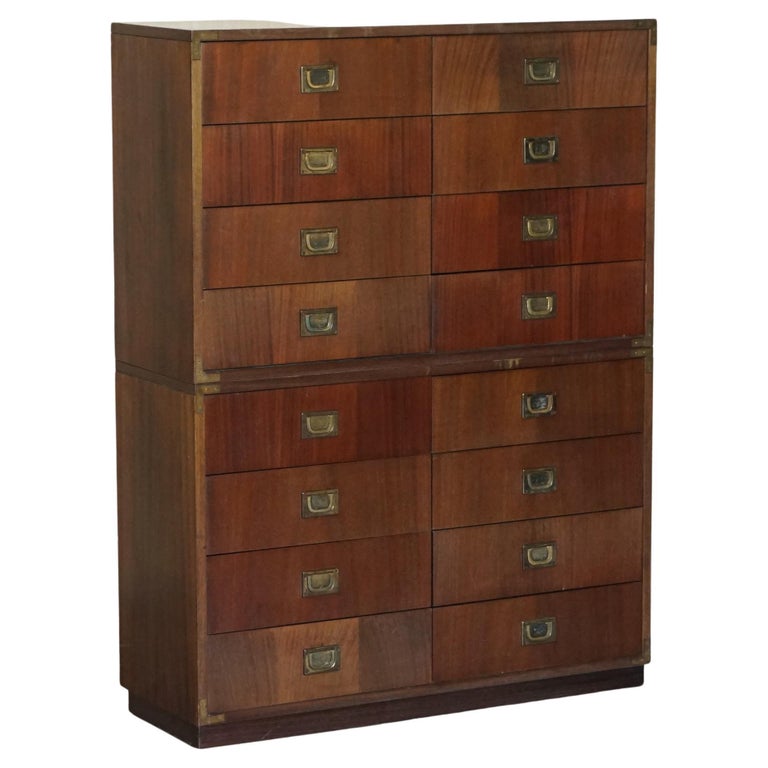 Vintage Quad Bank Military Campaign Style Chest of Drawers Offering ...