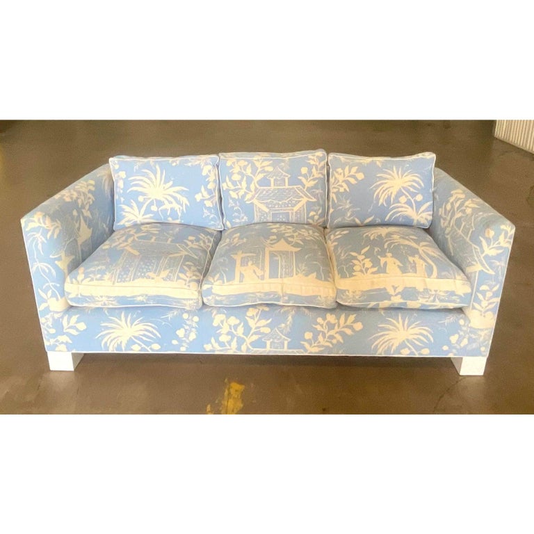 Vintage Quadrille "China Seas” Custom Sofa at 1stDibs