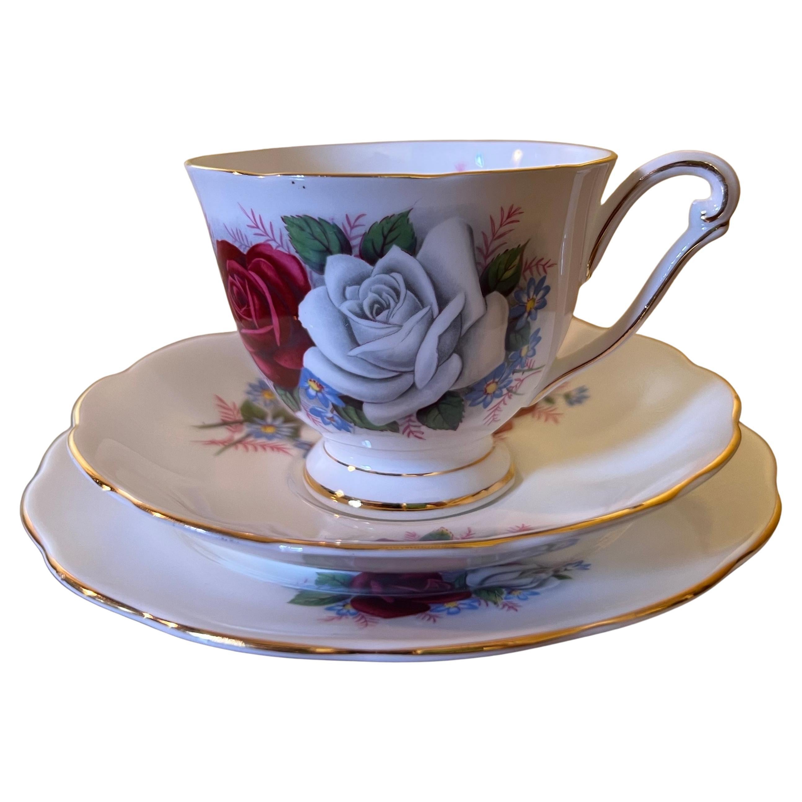 Vintage Queen Anne Duet Tea Cup Trio Set For Sale at 1stDibs