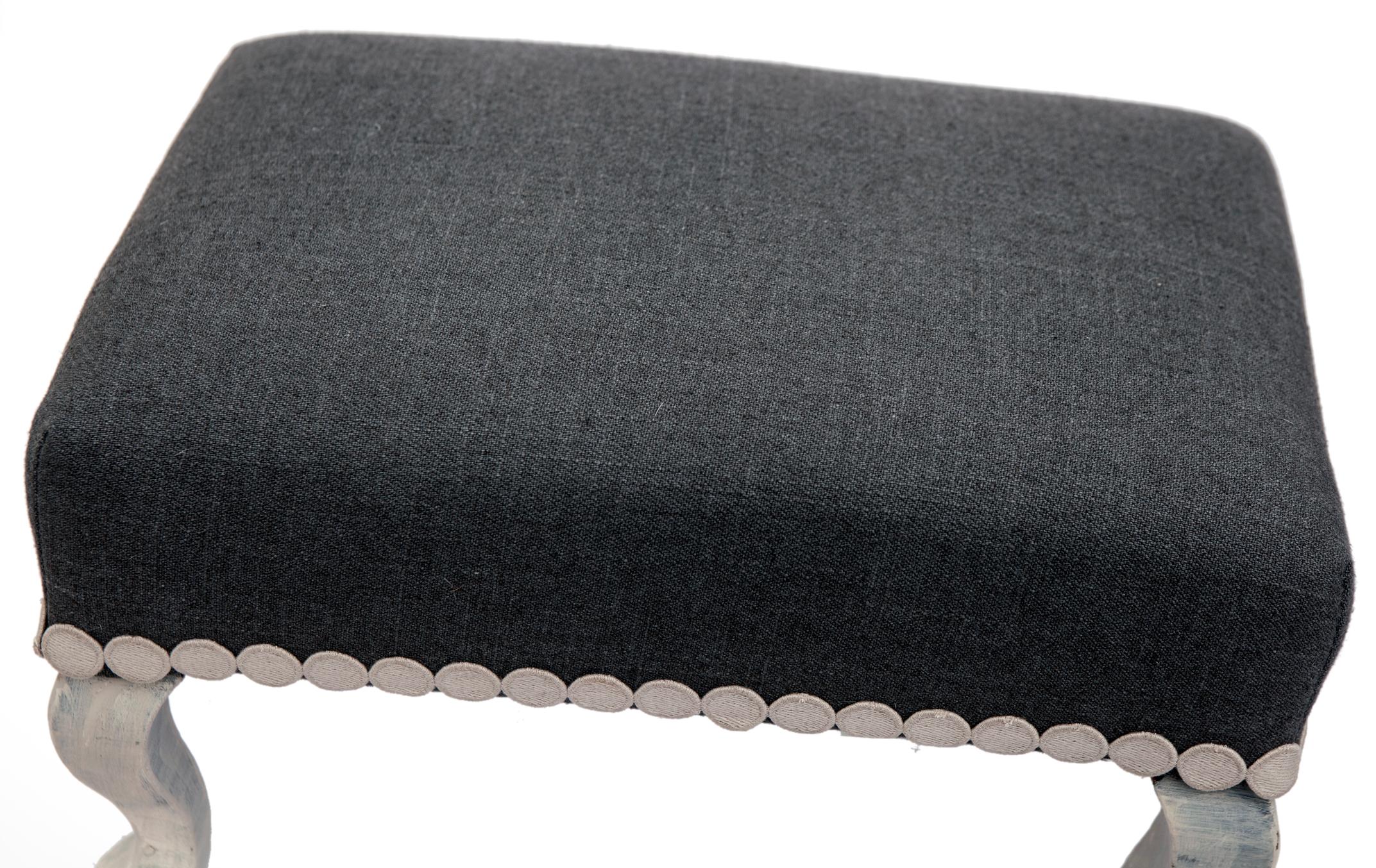 Vintage Queen Anne Style Charcoal Gray Footstool/ Mod Dot Trim For Sale ...