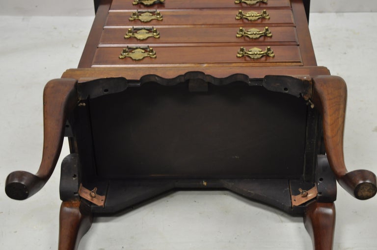 Vintage Queen Anne Style Cherry Wood 4 Drawer Silverware Flatware Chest ...