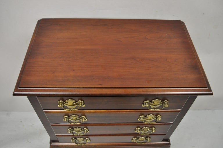 Vintage Queen Anne Style Cherry Wood 4 Drawer Silverware Flatware Chest ...