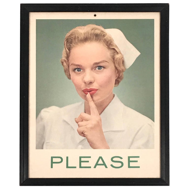 Vintage Quiet Please Nurse Sign at 1stDibs