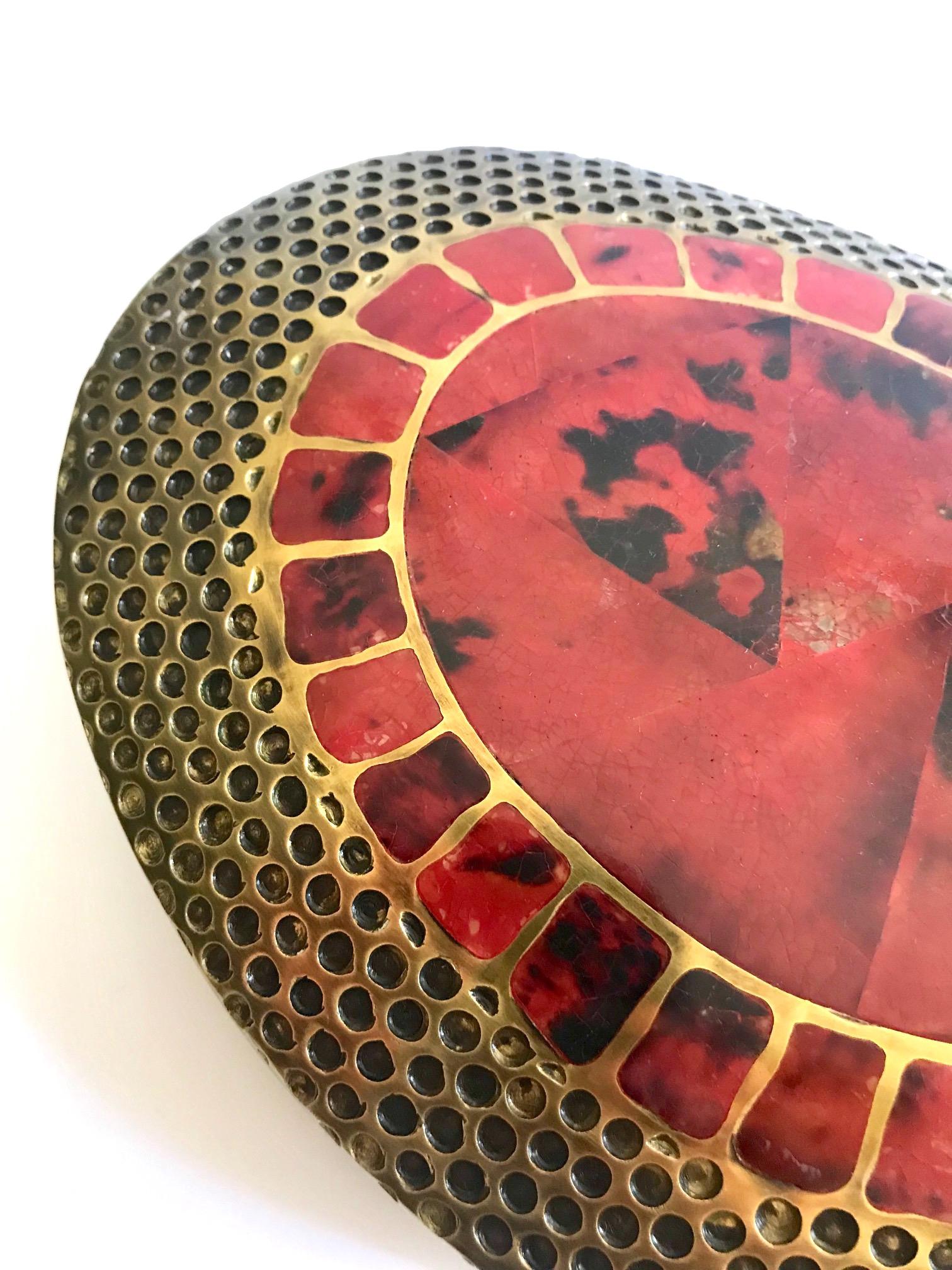 Vintage R and Y Augousti Ovoid Vase in Solid Bronze and Exotic Mosaic ...