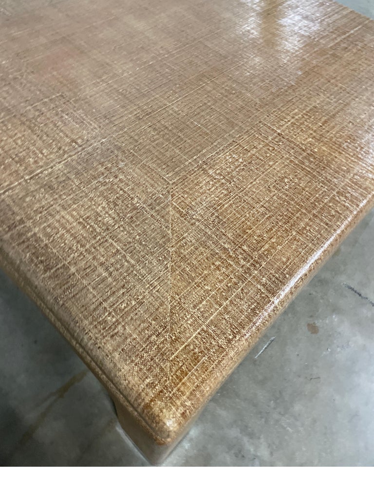 Vintage Raffia Covered Cocktail Table by Karl Springer For Sale at 1stDibs