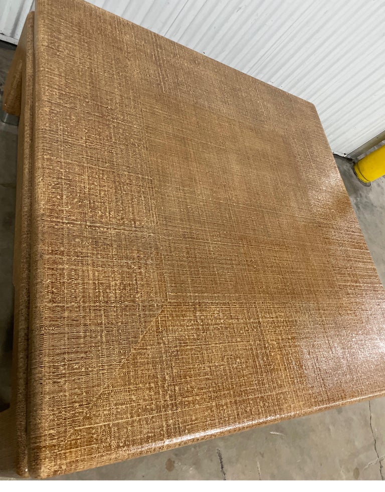 Vintage Raffia Covered Cocktail Table by Karl Springer For Sale at 1stDibs