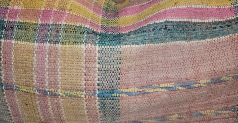 Vintage Rag Rug Hand Woven Bolster Pillows For Sale at 1stDibs