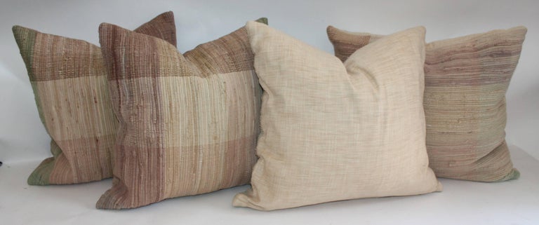 Vintage Rag Rug Pillows / Collection of Four For Sale at 1stDibs