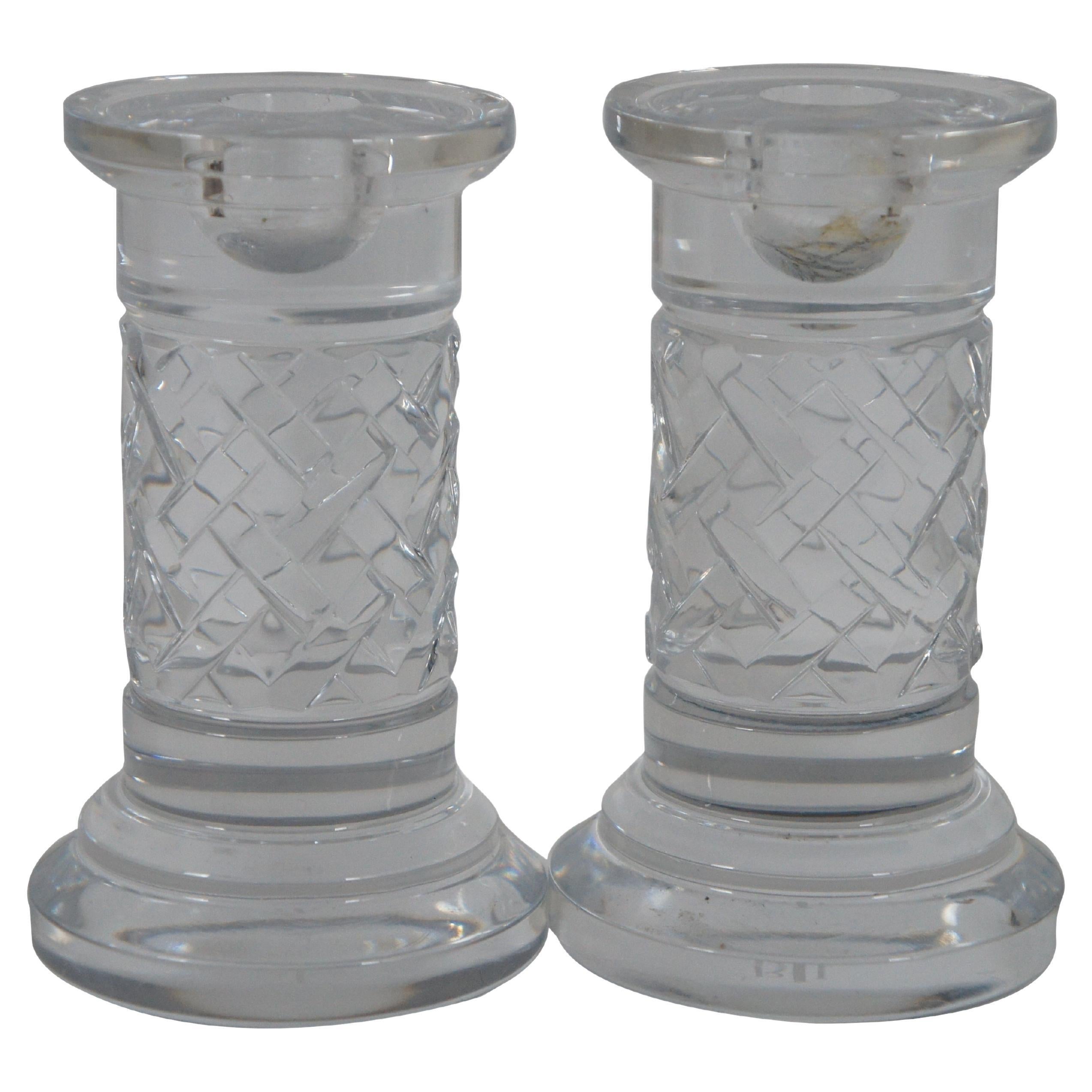 Vintage Ralph Lauren Crystal Pillar Candlesticks Candle Holders 6" For ...