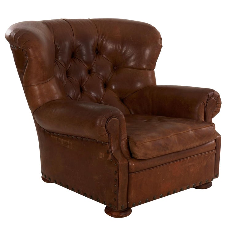 Vintage Ralph Lauren “Writer’s” Leather Wingback Armchair at 1stDibs