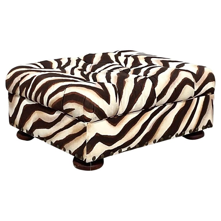Vintage Ralph Lauren Zebra Print Tufted Ottoman at 1stDibs | ralph ...