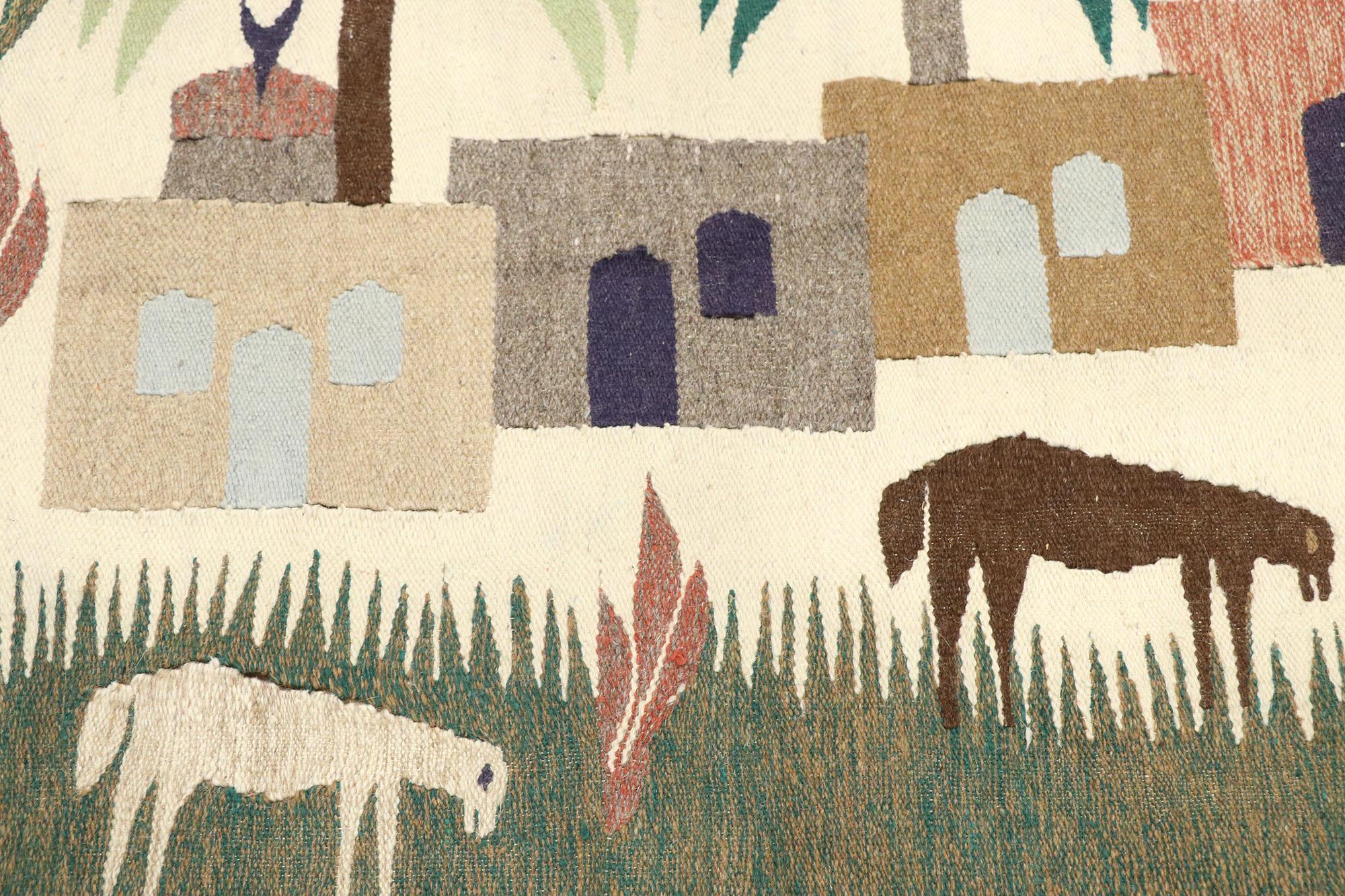 Vintage Ramses Wissa Wassef Egyptian Wool Tapestry with Tropical Folk ...