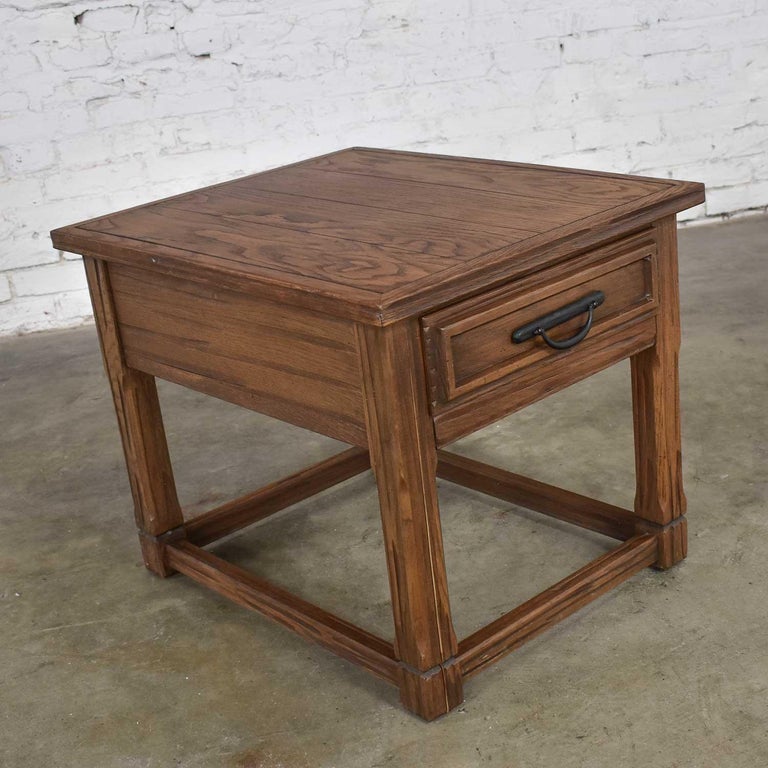Vintage Ranch Oak Drawered End Table Acorn Brown Finish by A. Brandt ...
