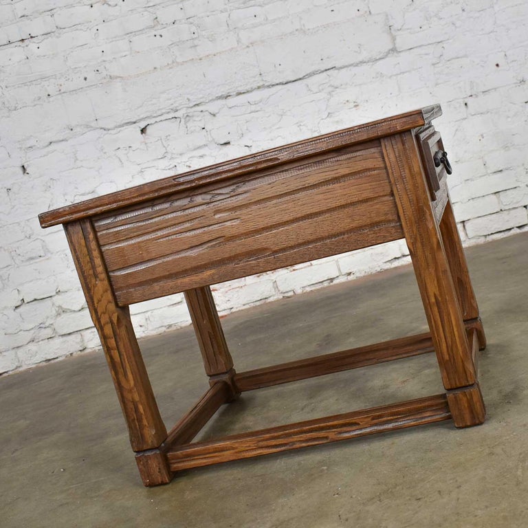 Vintage Ranch Oak Drawered End Table Acorn Brown Finish by A. Brandt ...