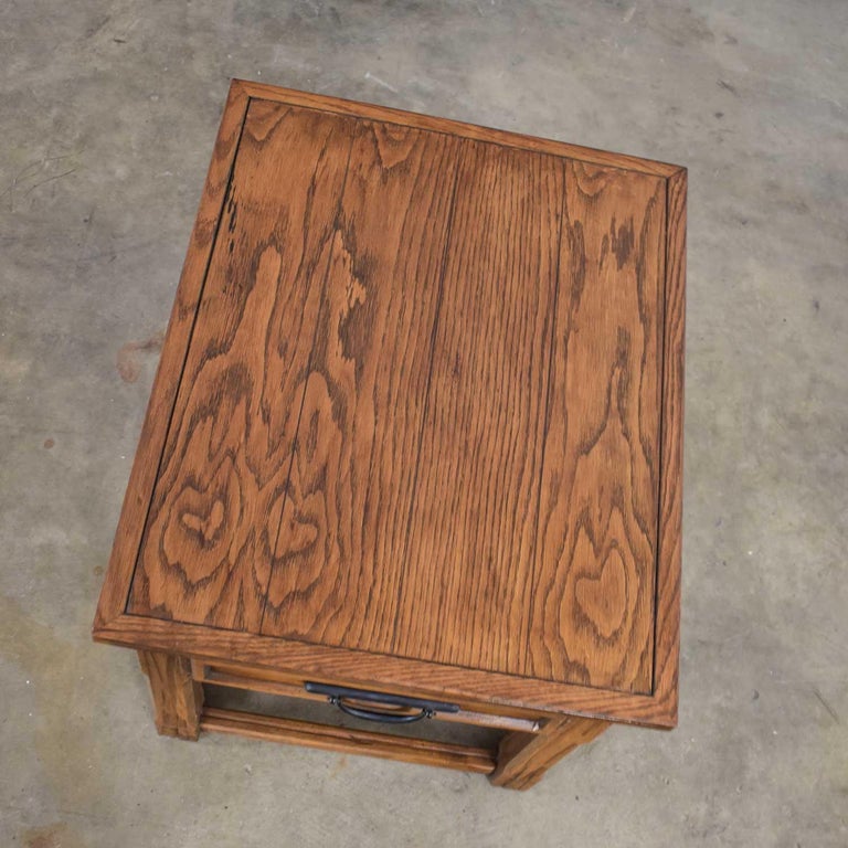 Vintage Ranch Oak Drawered End Table Acorn Brown Finish by A. Brandt ...