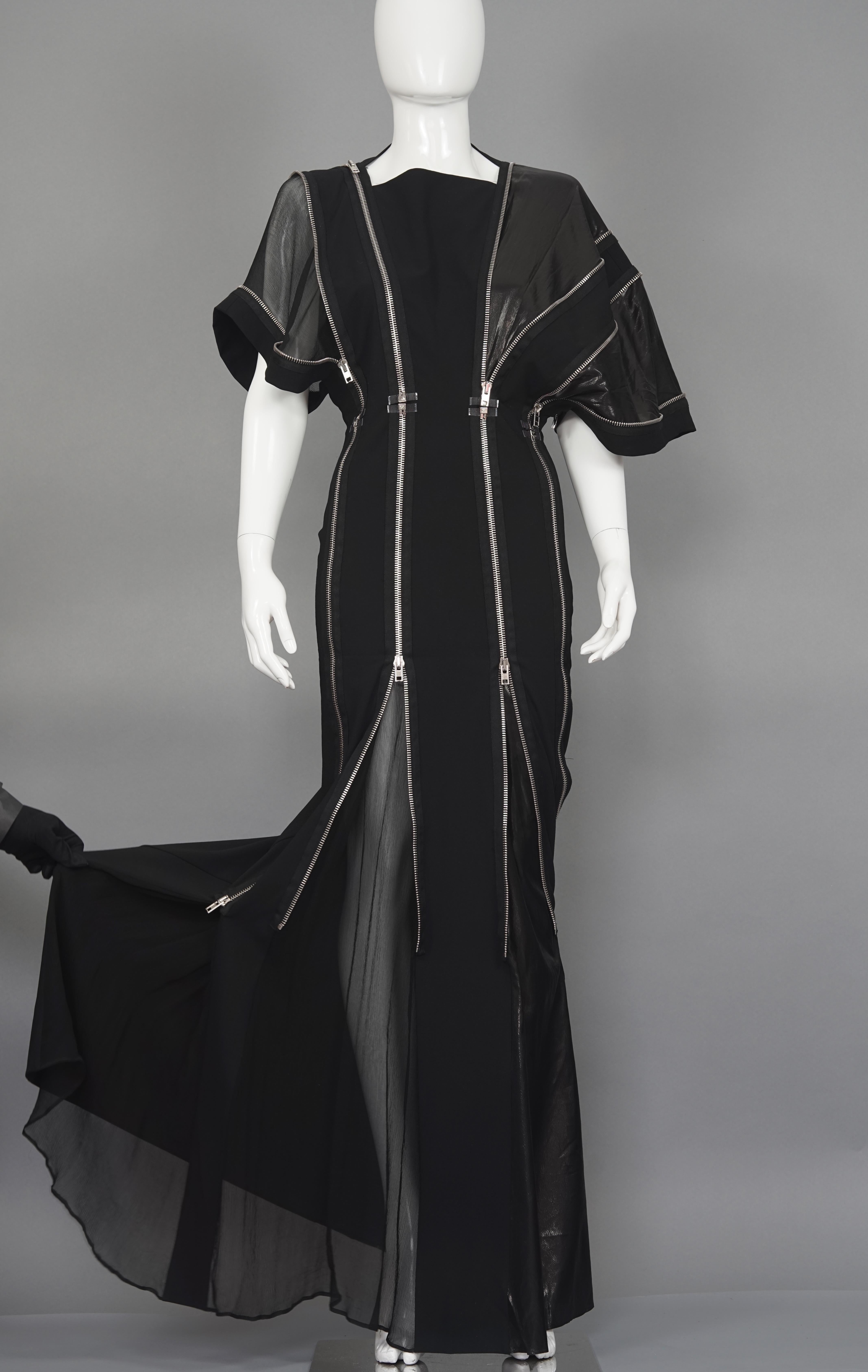 Vintage Rare JEAN PAUL GAULTIER Multi Zipper Black Long Dress Gown For ...