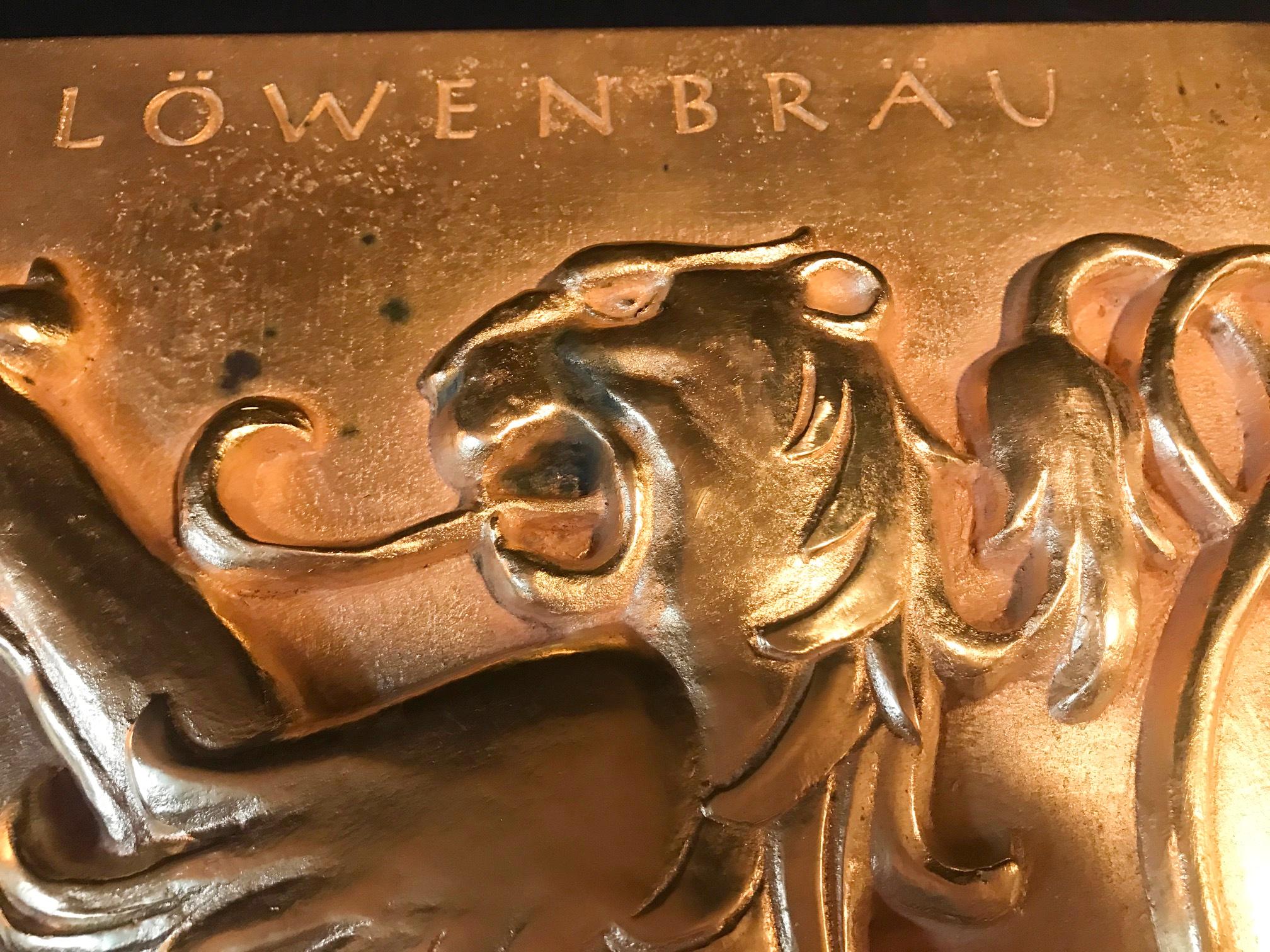 Vintage Rare Lowenbrau Rampant Lion Plaque, Copper Bronze, Signed ...