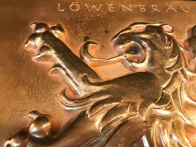 Vintage Rare Lowenbrau Rampant Lion Plaque, Copper Bronze, Signed ...
