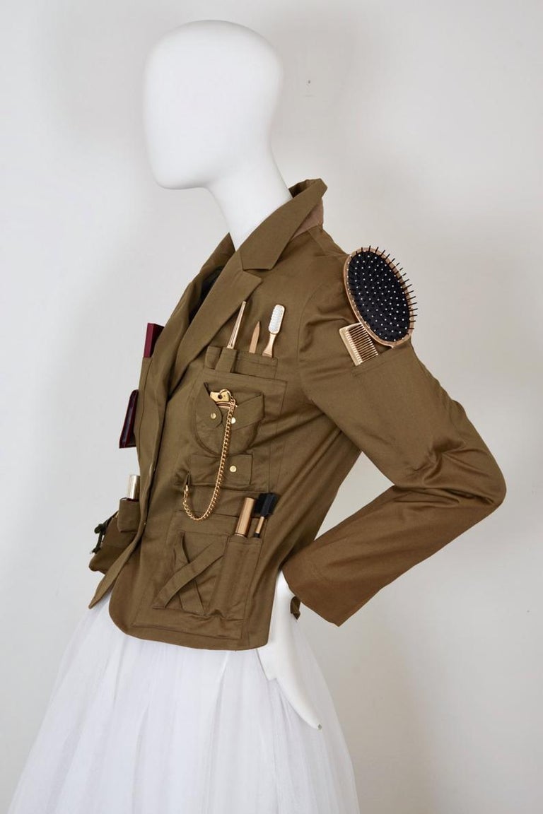 Vintage RARE MOSCHINO COUTURE Survival Jacket Military Safari Jacket at ...