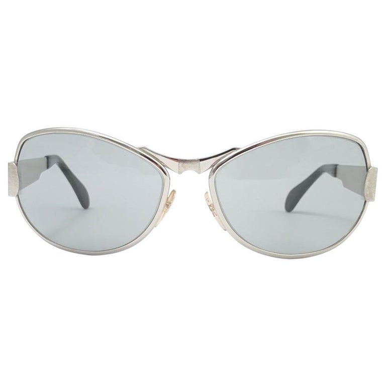 Vintage Rare Neostyle " Zodiac " Oversized Silver Lenses 1970 Sunglasses For Sale at 1stDibs