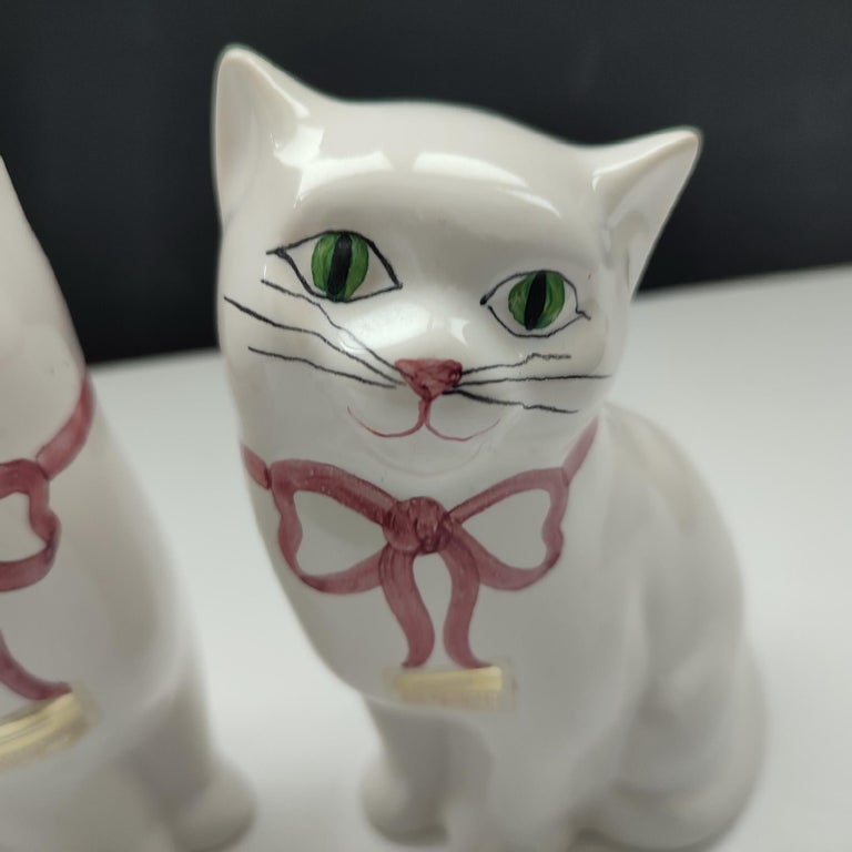 Collectible Pair of Vintage Porcelain Cats 1970s For Sale at 1stDibs