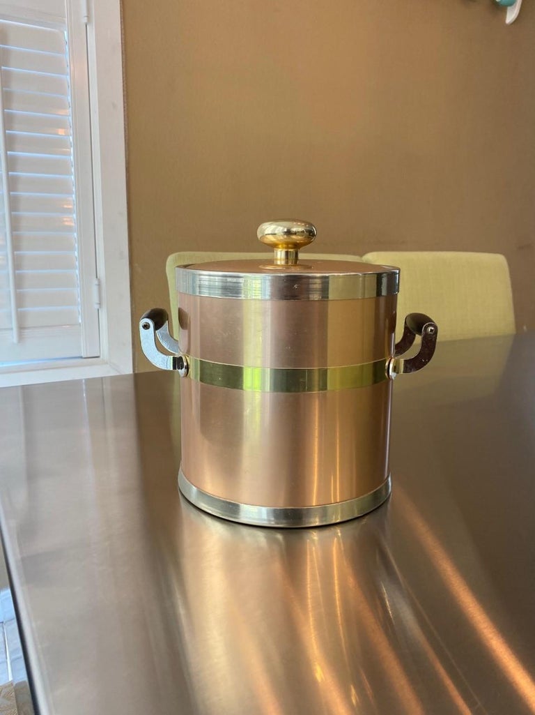 Vintage Rare Rose Color Copper Hollywood Regency Ice Bucket at 1stDibs