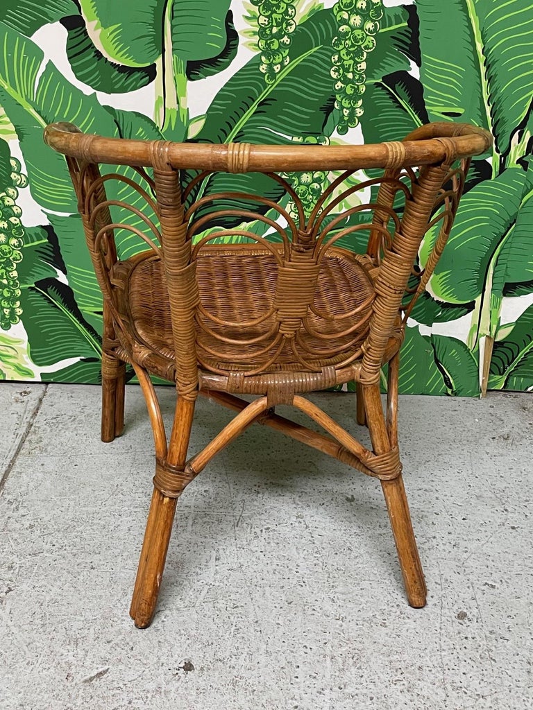 Vintage Rattan and Wicker Dining Set, Table and Four Chairs For Sale at ...
