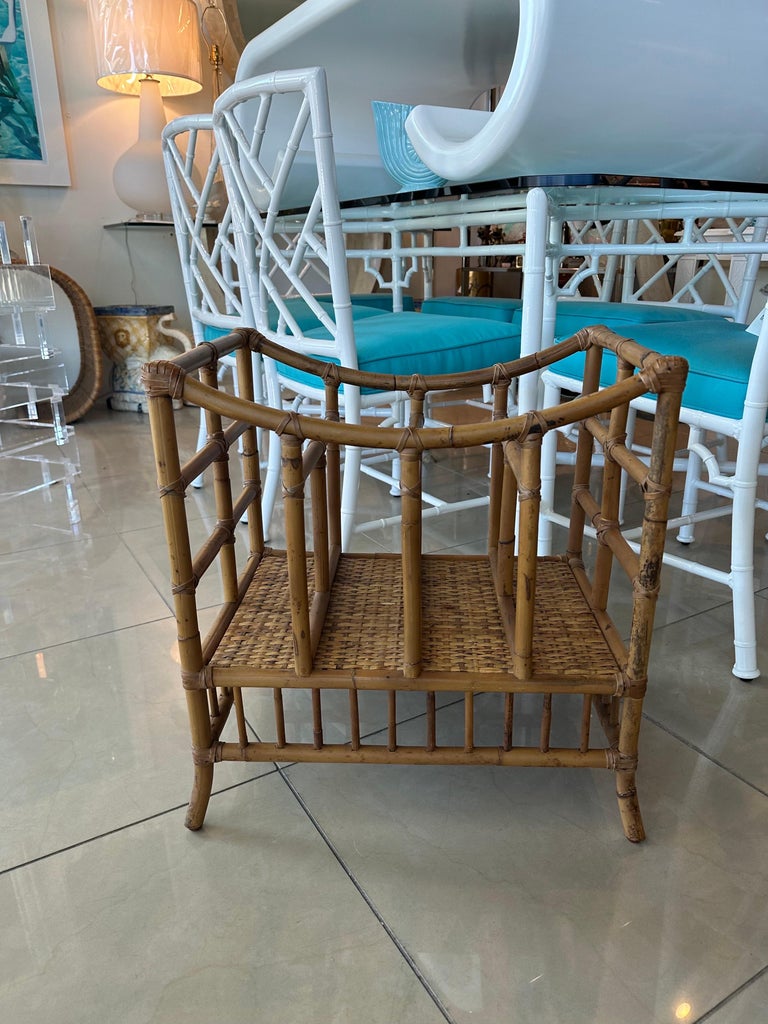 Vintage Rattan Bamboo Oversized Magazine Rack Holder Stand For Sale at ...