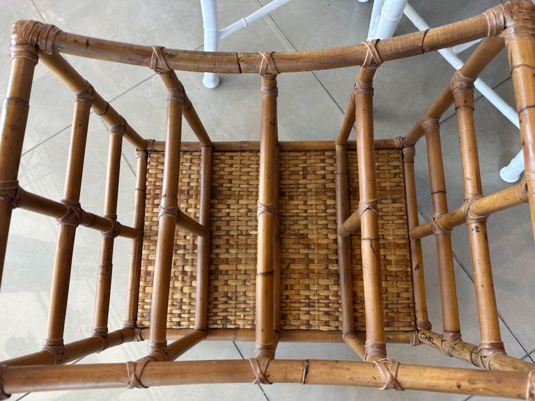Vintage Rattan Bamboo Oversized Magazine Rack Holder Stand For Sale at ...