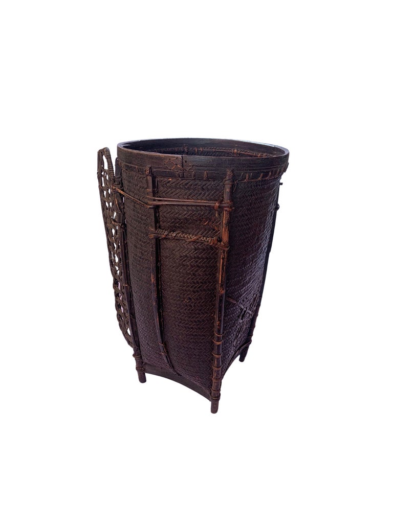 Vintage Rattan Basket Dayak Tribe Hand-Woven from Kalimantan, Borneo ...
