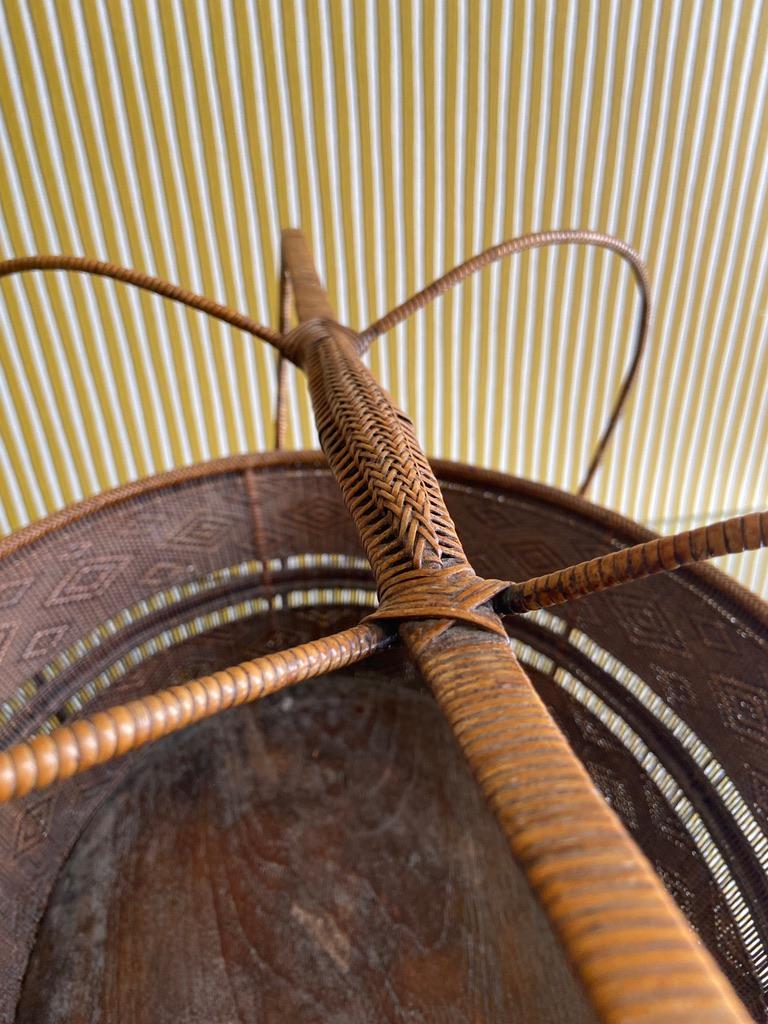Vintage Rattan Basket with Details, France 20th Century For Sale at 1stDibs