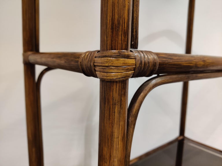 Vintage Rattan Bookcase, 1970s at 1stDibs