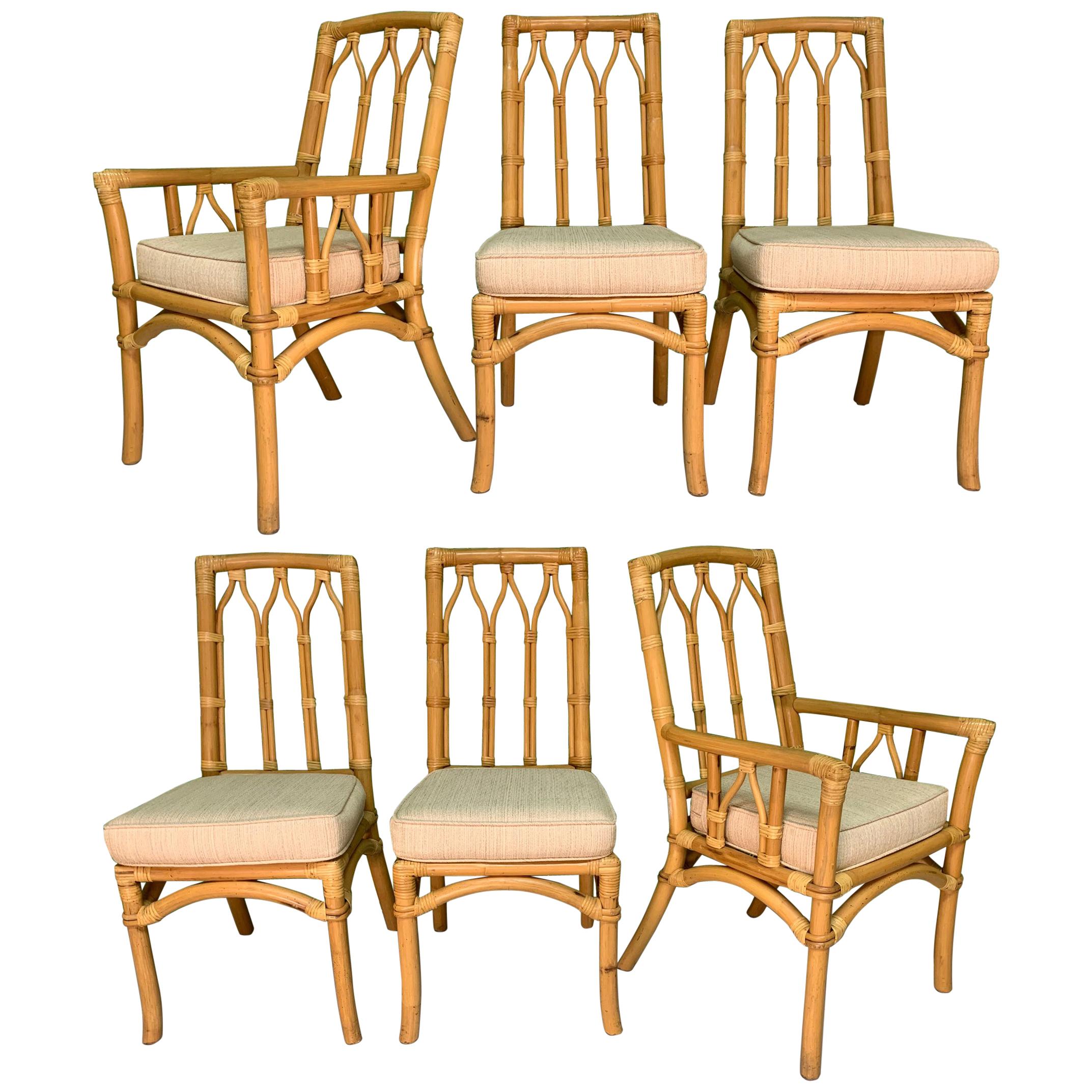 Vintage Rattan Cathedral Dining Chairs, Set of 6 at 1stDibs